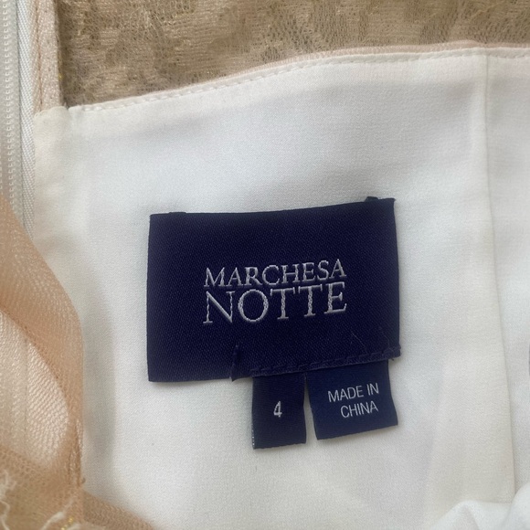 Marchesa | Dresses | Marchesa Notte Cream Gold Lace Wedding Dress Drop ...